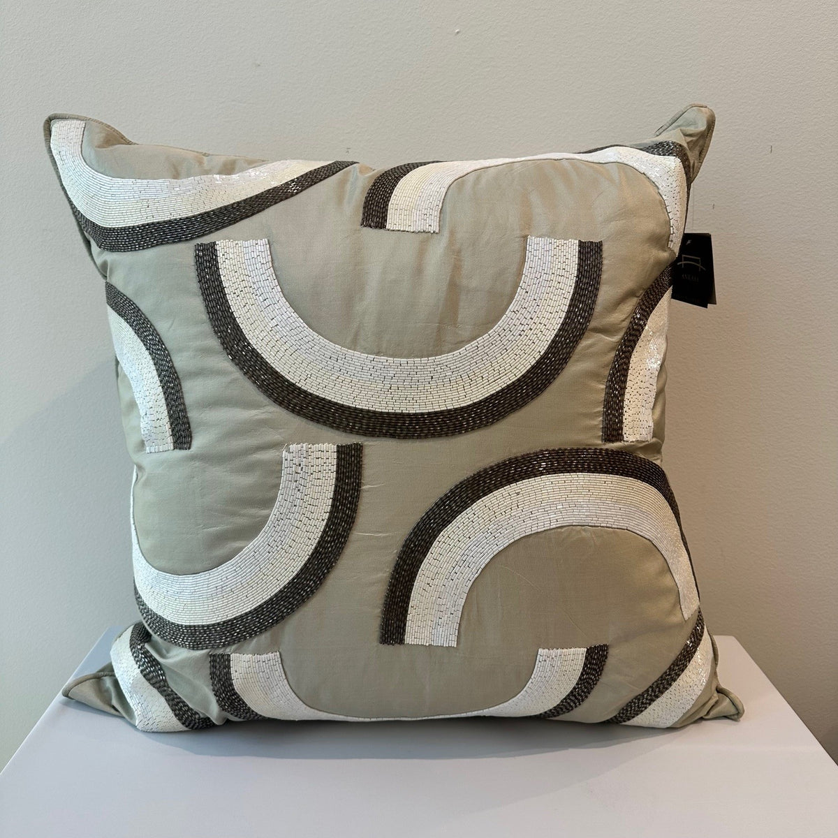 Ankasa Luxury Celadon Silk Dark Beaded Cushion – Laura Kincade