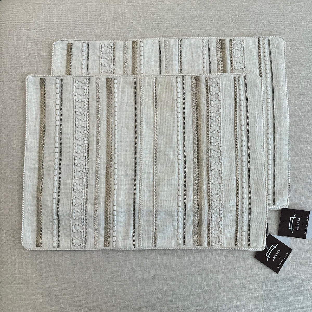 Ankasa New York Luxury Cushion Covers Beaded Stripe Pair – Laura Kincade